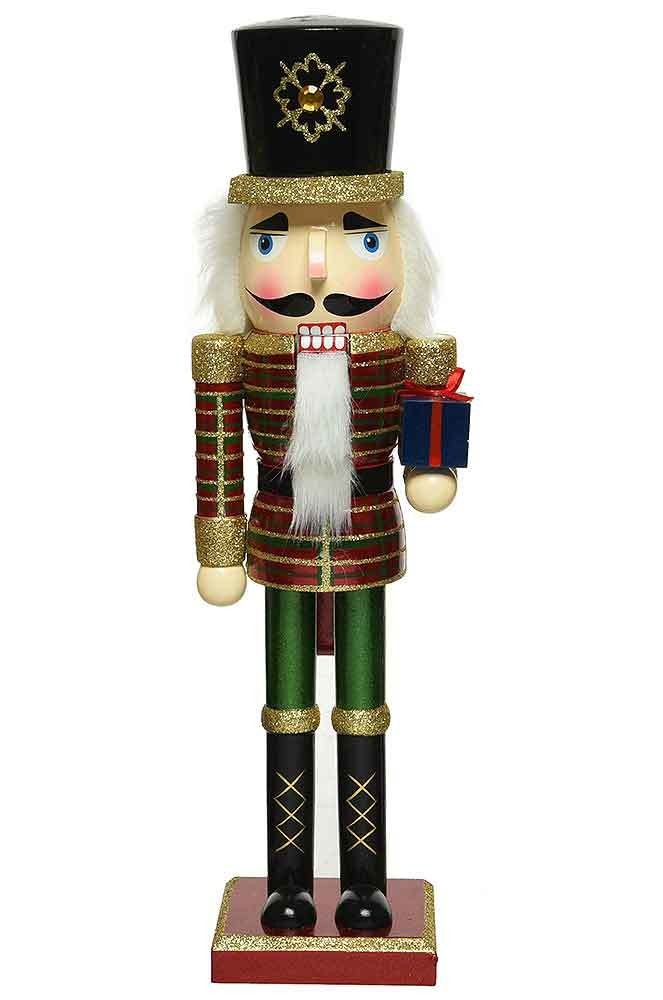 Nussknacker Figur Weihnachten mit Geschenk Nußknacker Husar Holz 38cm ...