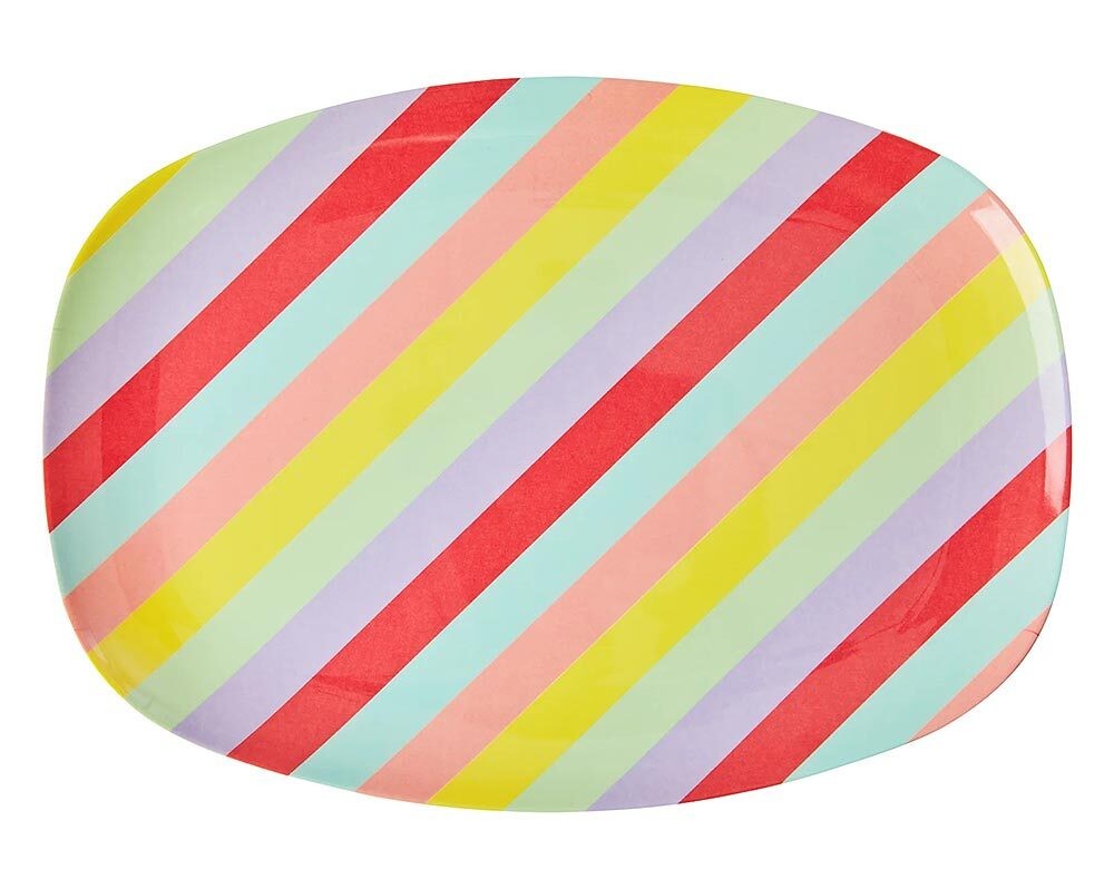 Rice Melamin Teller Oval Summer Rush Melaminteller Bunt Streifen Print ...